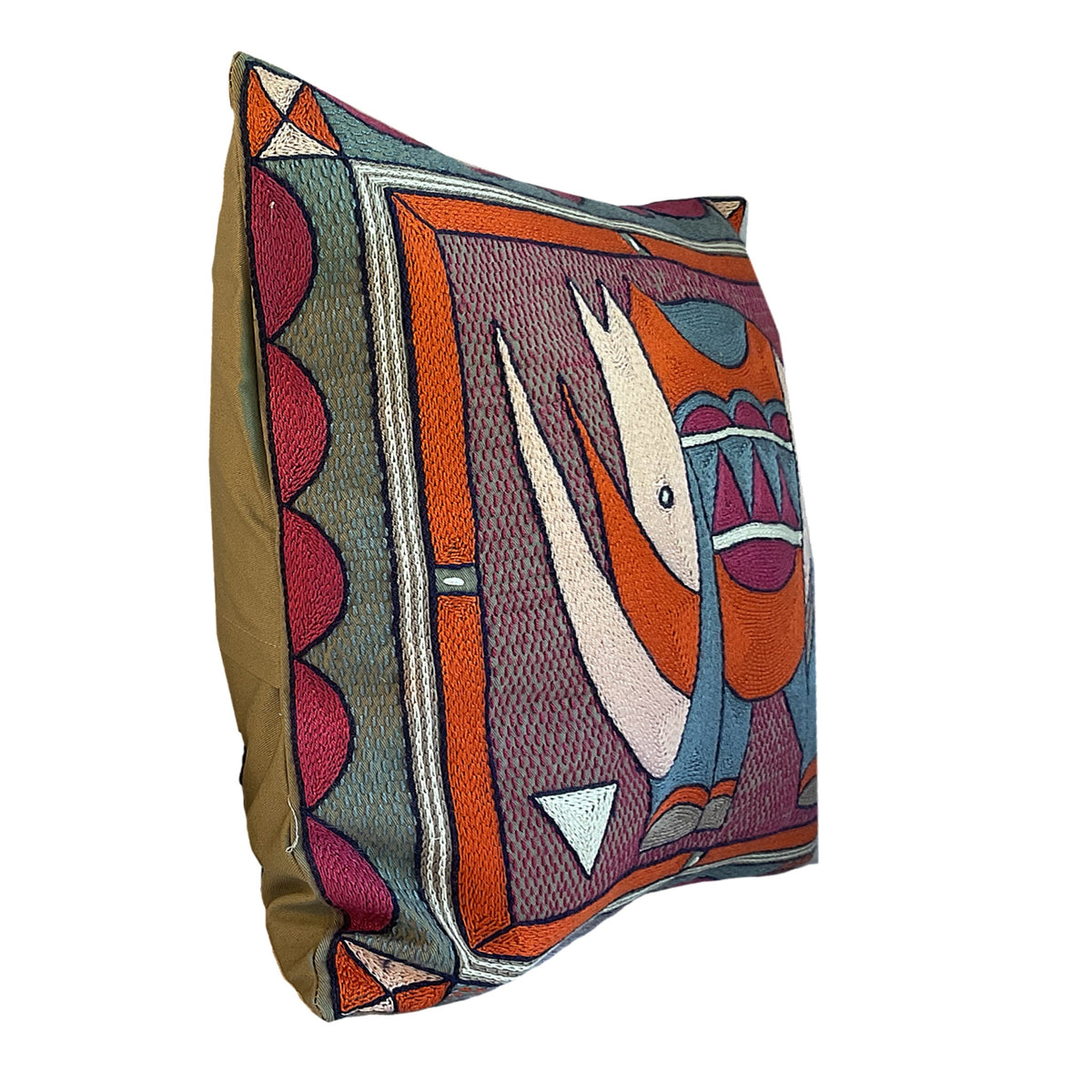 Ruby Sunset Rhino Hand-Embroidered Cushion Cover – Kaross