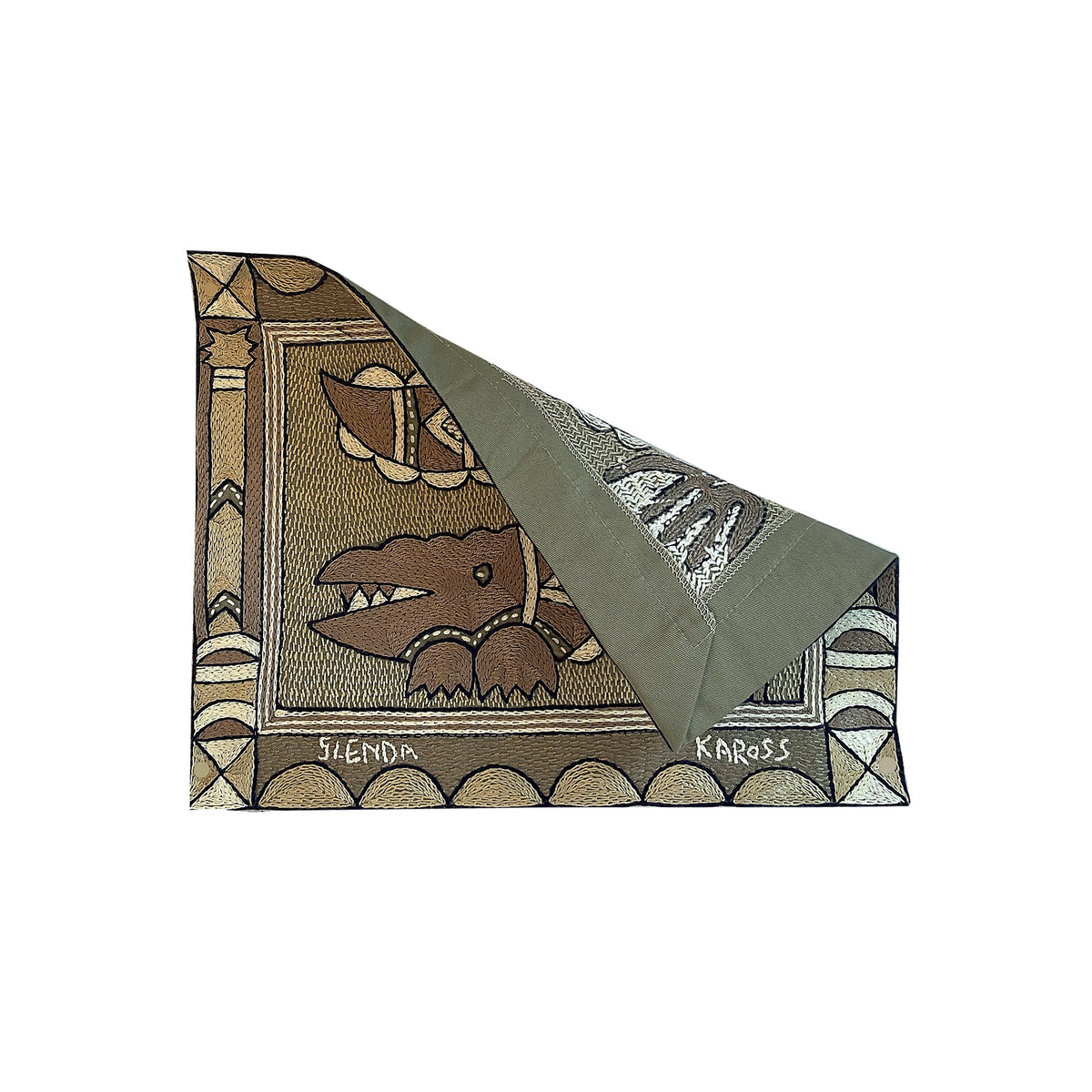 Ode to the African Savannah Crocodile Hand-Embroidered Unpadded Placem ...